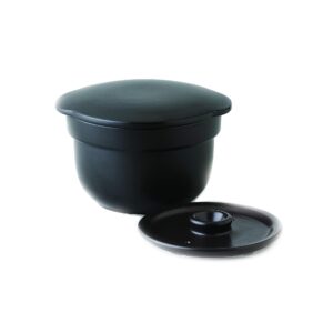 nishinihon pottery rice pot, black, 43.3 fl oz (1,100 ml), arita ware hitsu rice