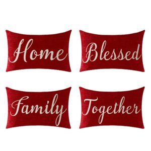 astihn merry christmas red pickup trucks pine christmas tree cotton linen throw pillow cover cushion case home office decorative rectangle 12 x 20 inches (l)