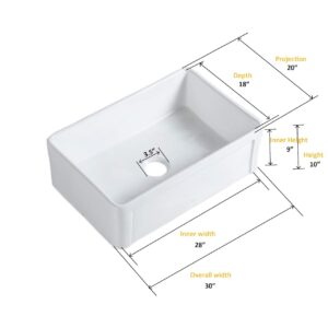 Charleston 30’’ Reversible Fireclay Farmhouse Kitchen Sink