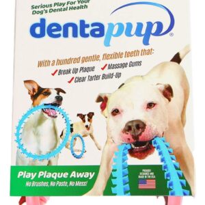 DentapupⓇ Dental Dog Toy Cleaning Teething Chew Ring with Teeth for Medium to Large Breed Dogs - Tartar & Plaque Remover, Gum Massager & Mouth Cleaner for Fresh Breath, Made in USA - Pink