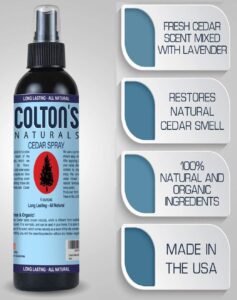 colton's naturals cedar spray – 4 ounce – with lavender extract – non-chemical wood protection – for cedar wood – restores scent 4oz bottle – closets & drawers