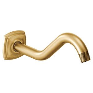 moen 161951bg curved shower arm with wall flange, brushed gold