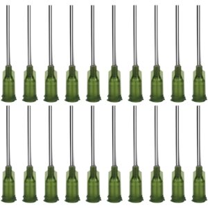 shintop dispensing needle, 1.5 inch 14g blunt tip syringe needles with luer lock for refilling liquid, inks and syringes (pack of 100, olive green)