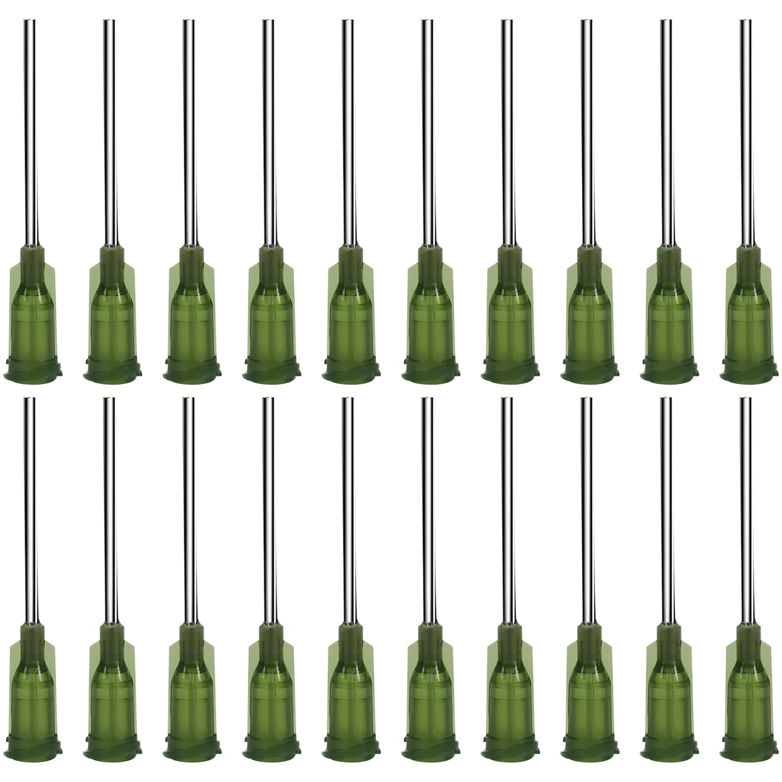 Shintop Dispensing Needle, 1.5 Inch 14G Blunt Tip Syringe Needles with Luer Lock for Refilling Liquid, Inks and Syringes (Pack of 100, Olive Green)