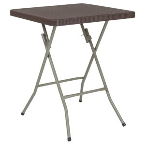 flash furniture linburgh 1.95-foot square brown rattan plastic folding table