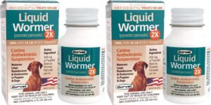 durvet 2x liquid wormer, 2 oz, for puppies and adult dogs - pack of 2