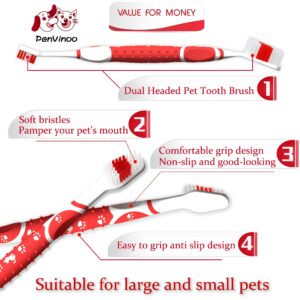 PenVinoo 8 pcs Dog Toothbrush pet Toothbrush Small to Large Dogs,Cats with Soft Bristles Non Slip Dual Head Dog Toothbrush