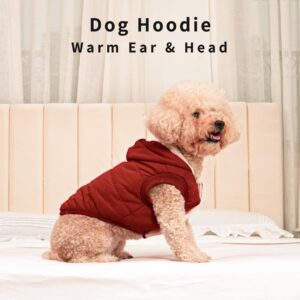 Vecomfy Fleece Lining Extra Warm Dog Hoodie in Winter,Small Dog Jacket Puppy Coats with Hooded,Red XS