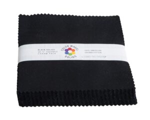 connecting threads color wheel 40 pcs 100% cotton precut quilting fabric bundle 5" charm squares (black)