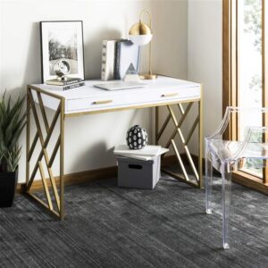 Safavieh Home Office Elaine Modern White and Gold 1-drawer Desk