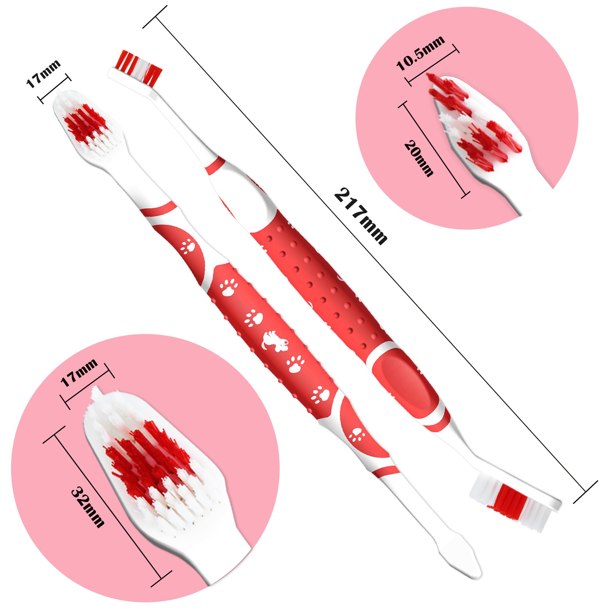 PenVinoo 8 pcs Dog Toothbrush pet Toothbrush Small to Large Dogs,Cats with Soft Bristles Non Slip Dual Head Dog Toothbrush