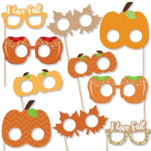 big dot of happiness pumpkin patch - fall photo booth props - fall photo props - thanksgiving decorations - halloween decorations- photo booth props - fall décor - 10 count