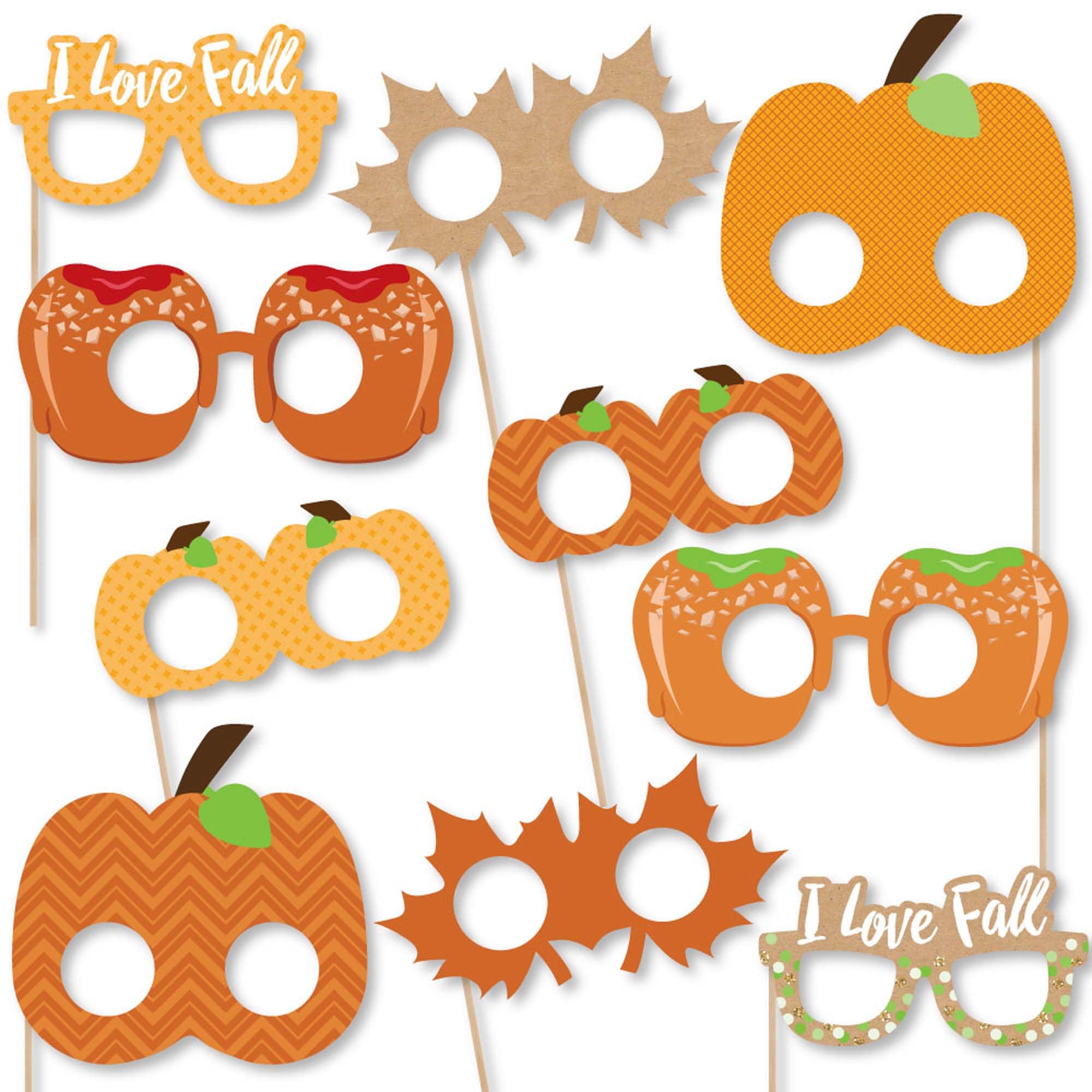 Big Dot of Happiness Pumpkin Patch - Fall Photo Booth Props - Fall Photo Props - Thanksgiving Decorations - Halloween Decorations- Photo Booth Props - Fall Décor - 10 Count