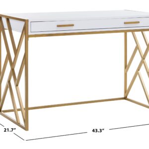 Safavieh Home Office Elaine Modern White and Gold 1-drawer Desk