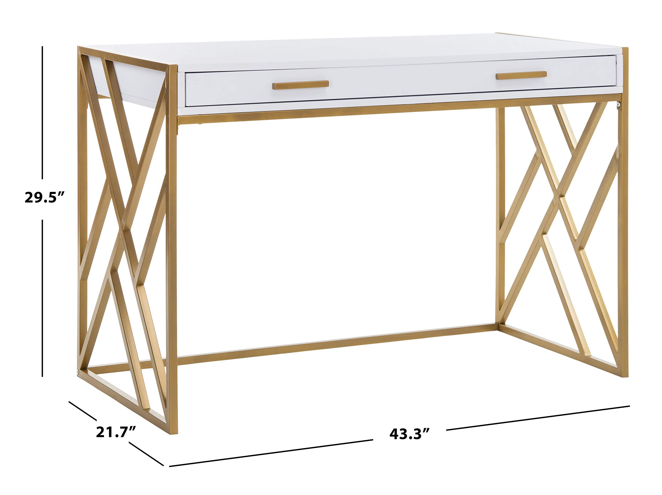 Safavieh Home Office Elaine Modern White and Gold 1-drawer Desk