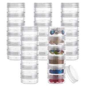 benecreat 10g/10ml stackable round plastic containers 5 column(6 layer/column) bead storage jars for diamond drills, nail art glitters, seed beads