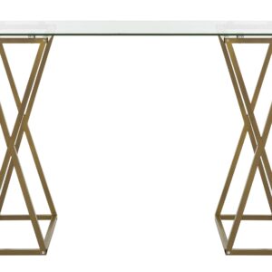 Safavieh Home Office Theresa Modern Gold Glass Top Desk