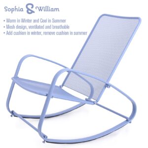 Sophia & William Outdoor Patio Rocking Chair Padded Steel Rocker Chairs Support 300lbs, Blue