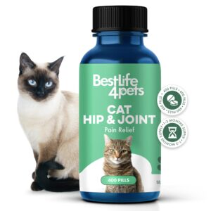 cat hip and joint pain relief supplement - cat arthritis pain relief, heal from sprains, inflammation and injuries, improve mobility - natural easy-to-swallow, odorless, tasteless - 400 pills