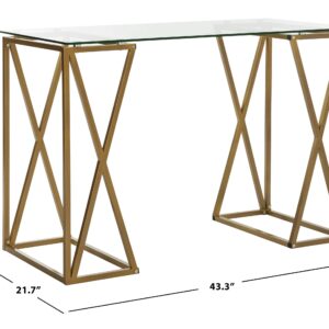 Safavieh Home Office Theresa Modern Gold Glass Top Desk