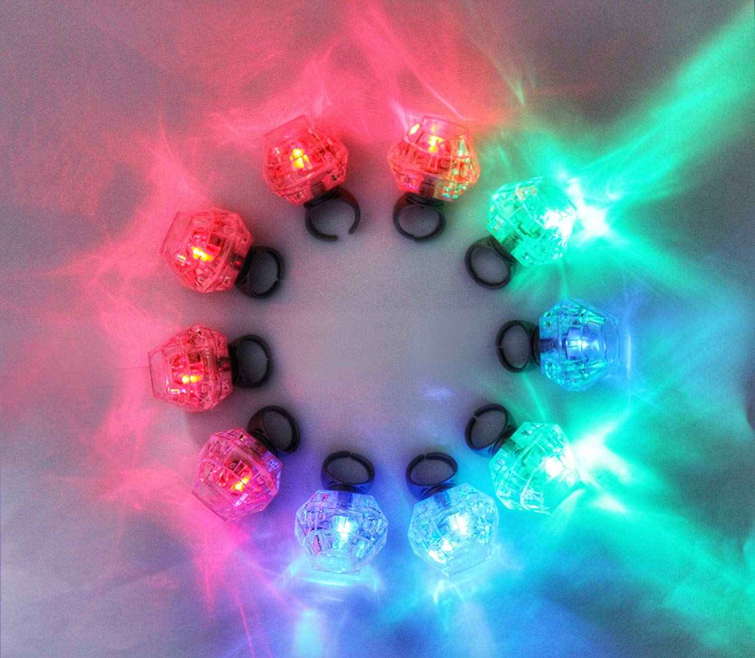 ROUNDSQUARE Bachelorette Party Light Up Rings Engagement Diamond Rings 12 Packs & Team Bride Tatoo 12 Packs