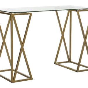 Safavieh Home Office Theresa Modern Gold Glass Top Desk