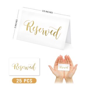 25 Gold VIP Reserved Sign Tent Place Cards For Table at Restaurant, Wedding Reception, Church, Business Office Board Meeting, Holiday Christmas Party, Printed Seating Reservation Accessories DIY Seat