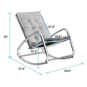 Sophia & William Outdoor Patio Rocking Chair Padded Steel Rocker Chairs Support 300lbs, Blue