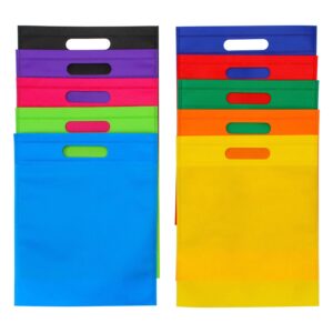 Aneco 50 Pieces Party Non-woven Gift Bags 9.5×11.5 Inch Goodie Treat Favor Bag with Handles Rainbow Tote Bag Bulk for Birthday Party Supplies