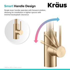 KRAUS Oletto Single Handle Pull Down Kitchen Faucet with QuickDock Top Mount Installation Assembly in Spot-Free Brushed Brass, KPF-2620BB