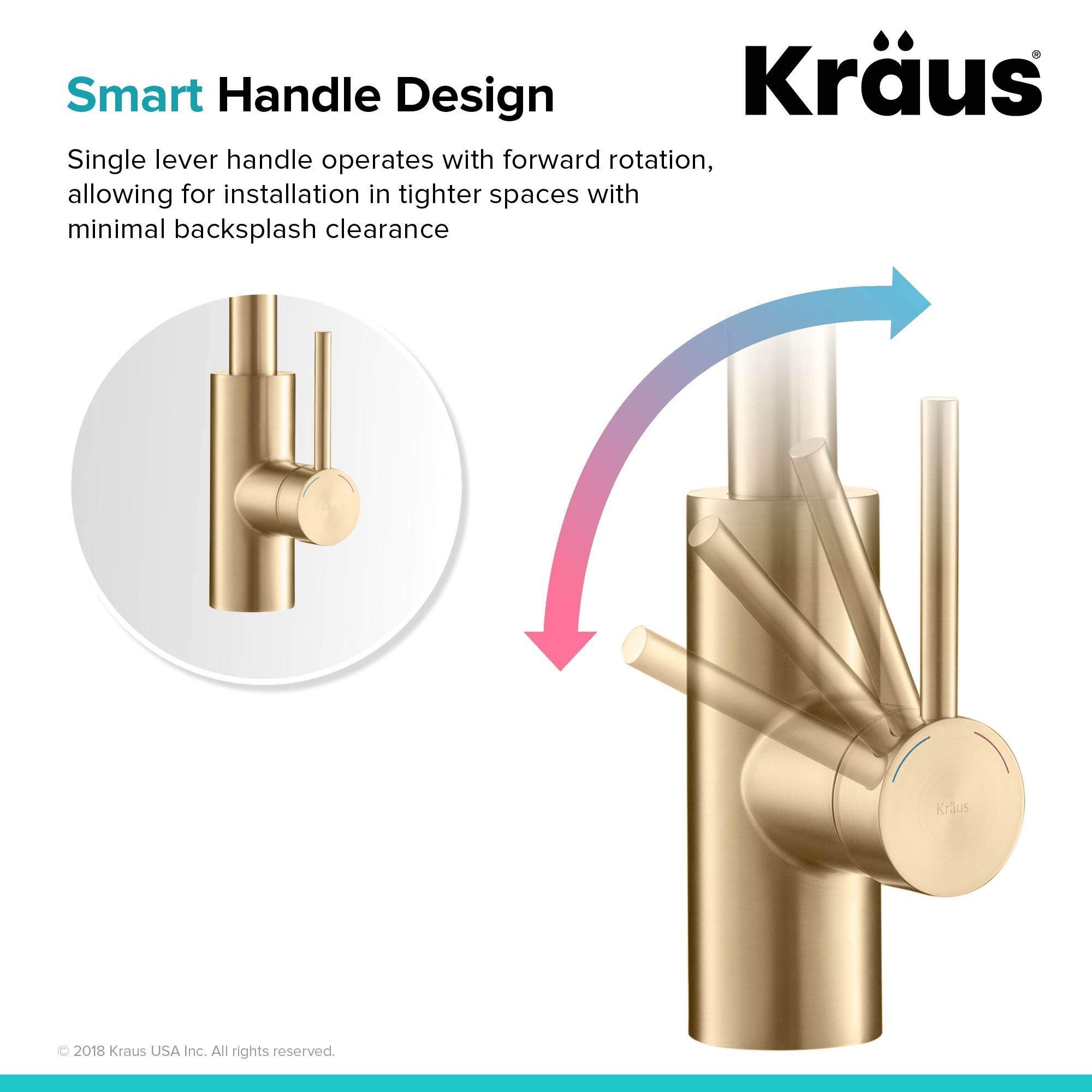 KRAUS Oletto Single Handle Pull Down Kitchen Faucet with QuickDock Top Mount Installation Assembly in Spot-Free Brushed Brass, KPF-2620BB