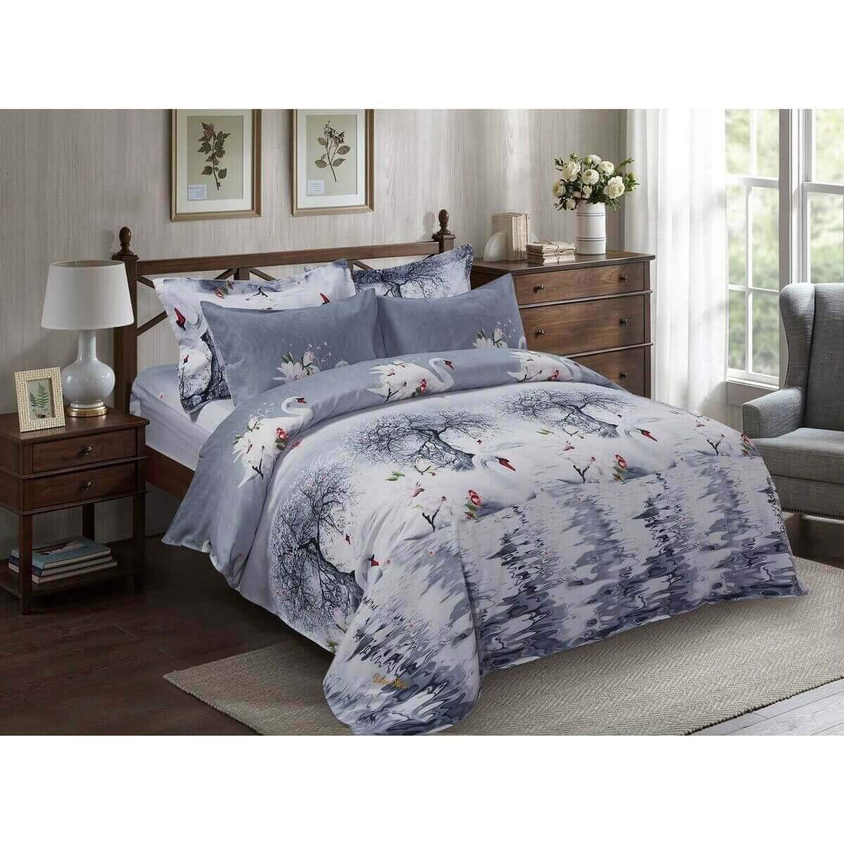 Dolce Mela DM705Q Duvet Cover Set, Queen, Grey