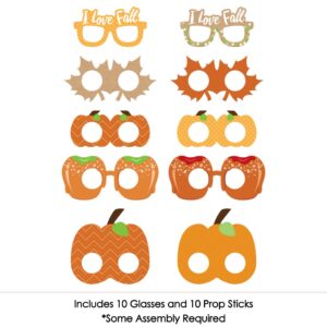 Big Dot of Happiness Pumpkin Patch - Fall Photo Booth Props - Fall Photo Props - Thanksgiving Decorations - Halloween Decorations- Photo Booth Props - Fall Décor - 10 Count