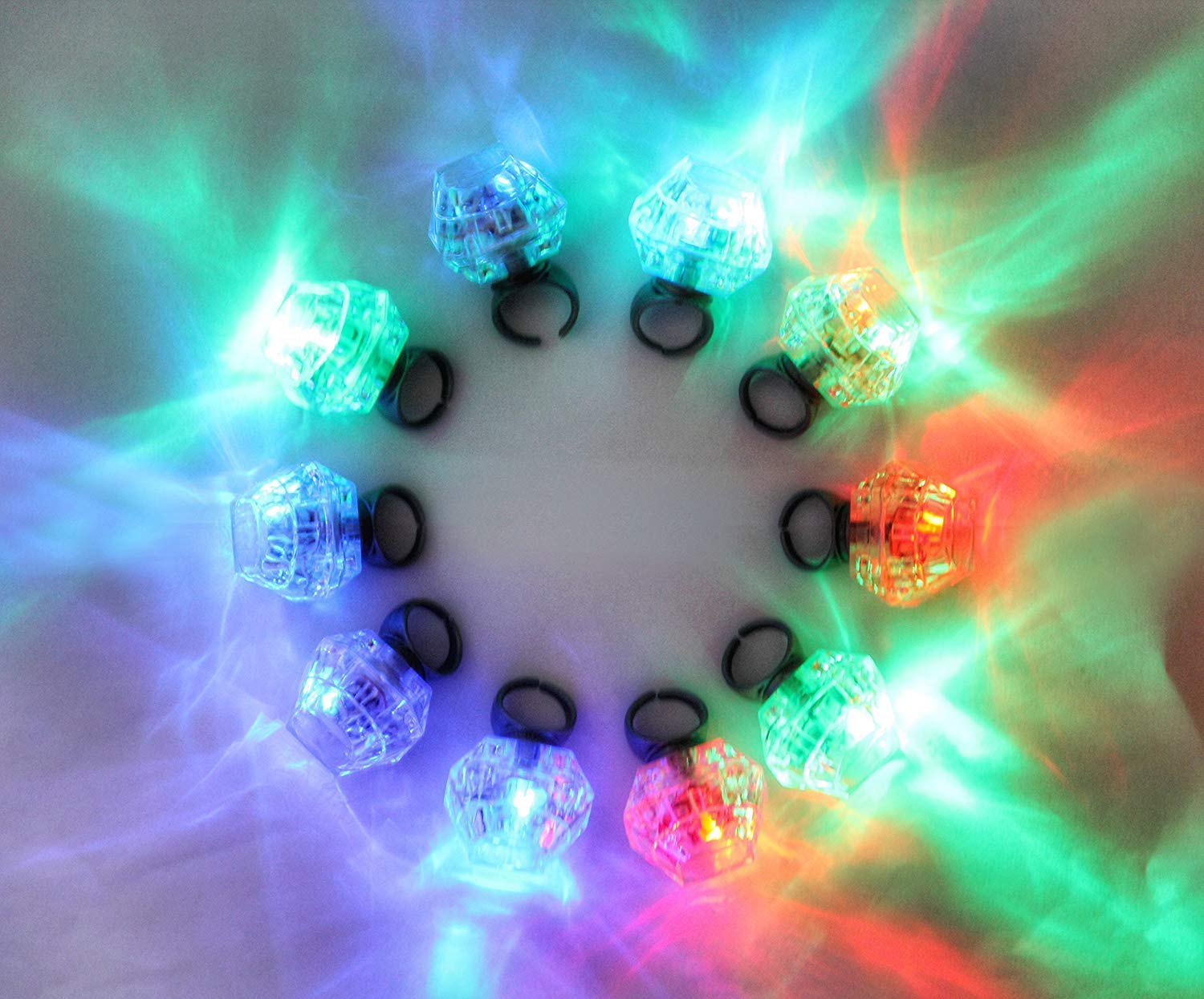 ROUNDSQUARE Bachelorette Party Light Up Rings Engagement Diamond Rings 12 Packs & Team Bride Tatoo 12 Packs