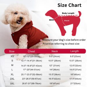 Vecomfy Fleece Lining Extra Warm Dog Hoodie in Winter,Small Dog Jacket Puppy Coats with Hooded,Red XS