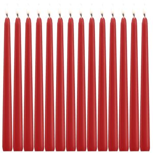 asama red taper candles - set of 14 dripless candles - 12 inch tall, 3/4 inch thick - 10 hour clean burning