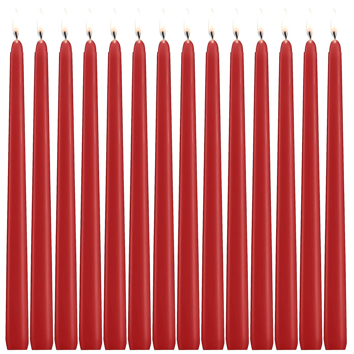 Asama Red Taper Candles - Set of 14 Dripless Candles - 12 inch Tall, 3/4 inch Thick - 10 Hour Clean Burning