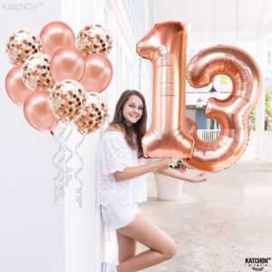 KatchOn, Rose Gold 13 Balloon Numbers - Giant, 40 Inch | 13th Birthday Decorations for Girls | 13 Rose Gold Balloons for 13 Birthday Decorations for Girls | Rose Gold Number 13 Balloons for Birthdays