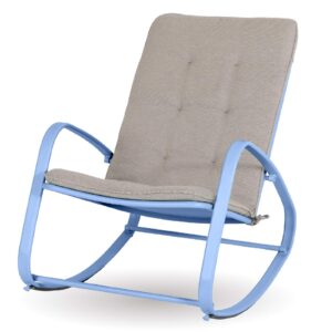 sophia & william outdoor patio rocking chair padded steel rocker chairs support 300lbs, blue