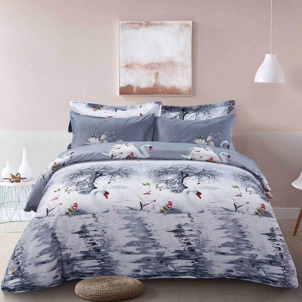 Dolce Mela DM705Q Duvet Cover Set, Queen, Grey