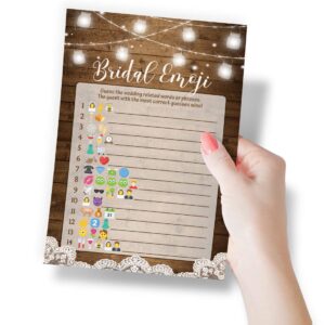 Printed Party Bridal Shower Game Set – 5 Fun Games and Activities for 50 Guests, Includes Bingo, Trivia, Guess How Many, and Advice Cards, Rustic Country Wedding Shower Games