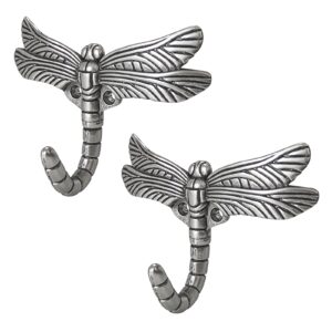 deekoudt dragonfly hooks wall mounted cloak rack hooks, animal hooks heavy duty vintage decorative hooks, indoor outdoor universal cloak rack hooks for clothes hats bags keys, pack of 2