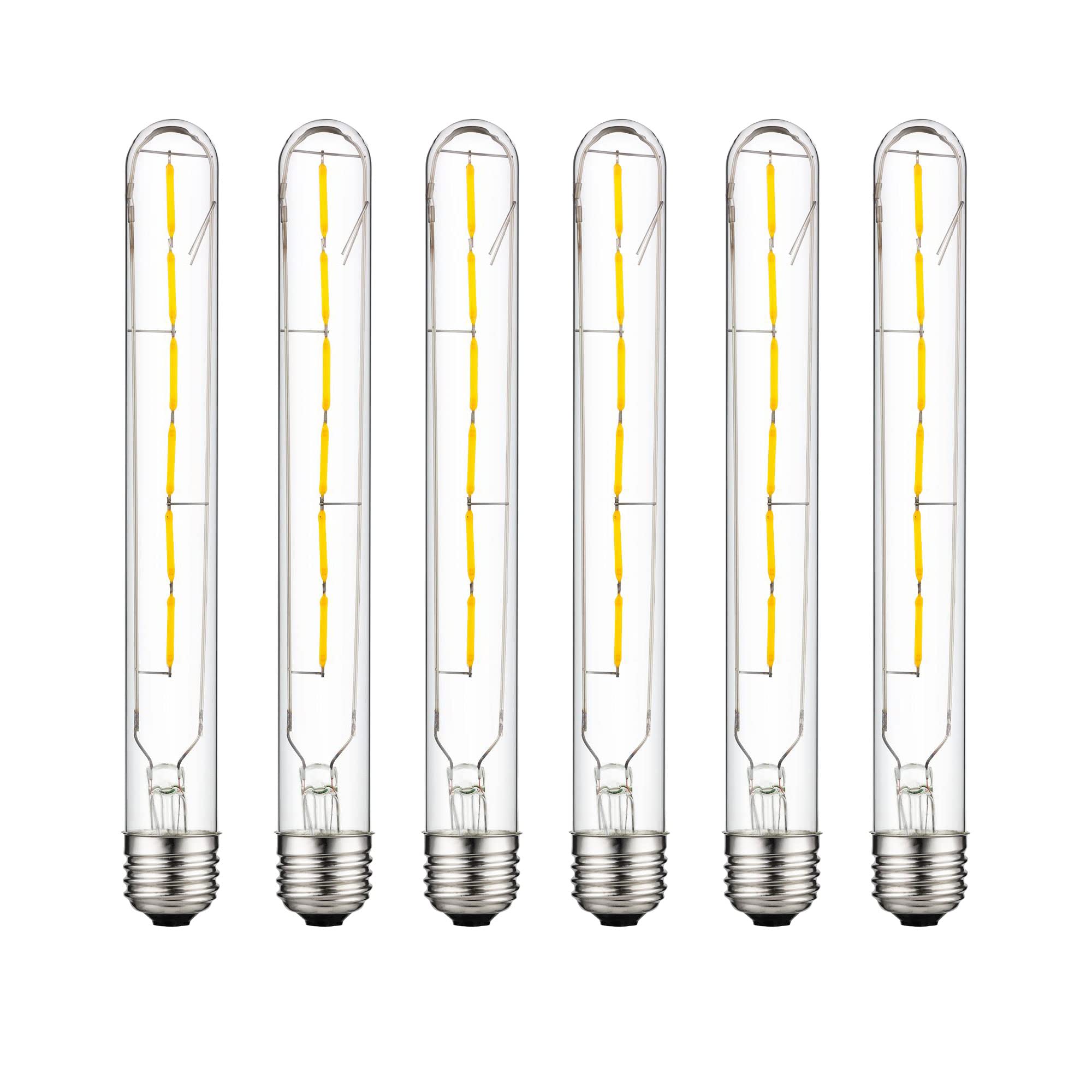 Sunlite LED Filament T8 Tubular Light Bulb, 5 Watts (40W Equivalent), 430 Lumens, Medium E26 Base, Dimmable, 214 mm, UL Listed, 2700K Soft White, 6 Count