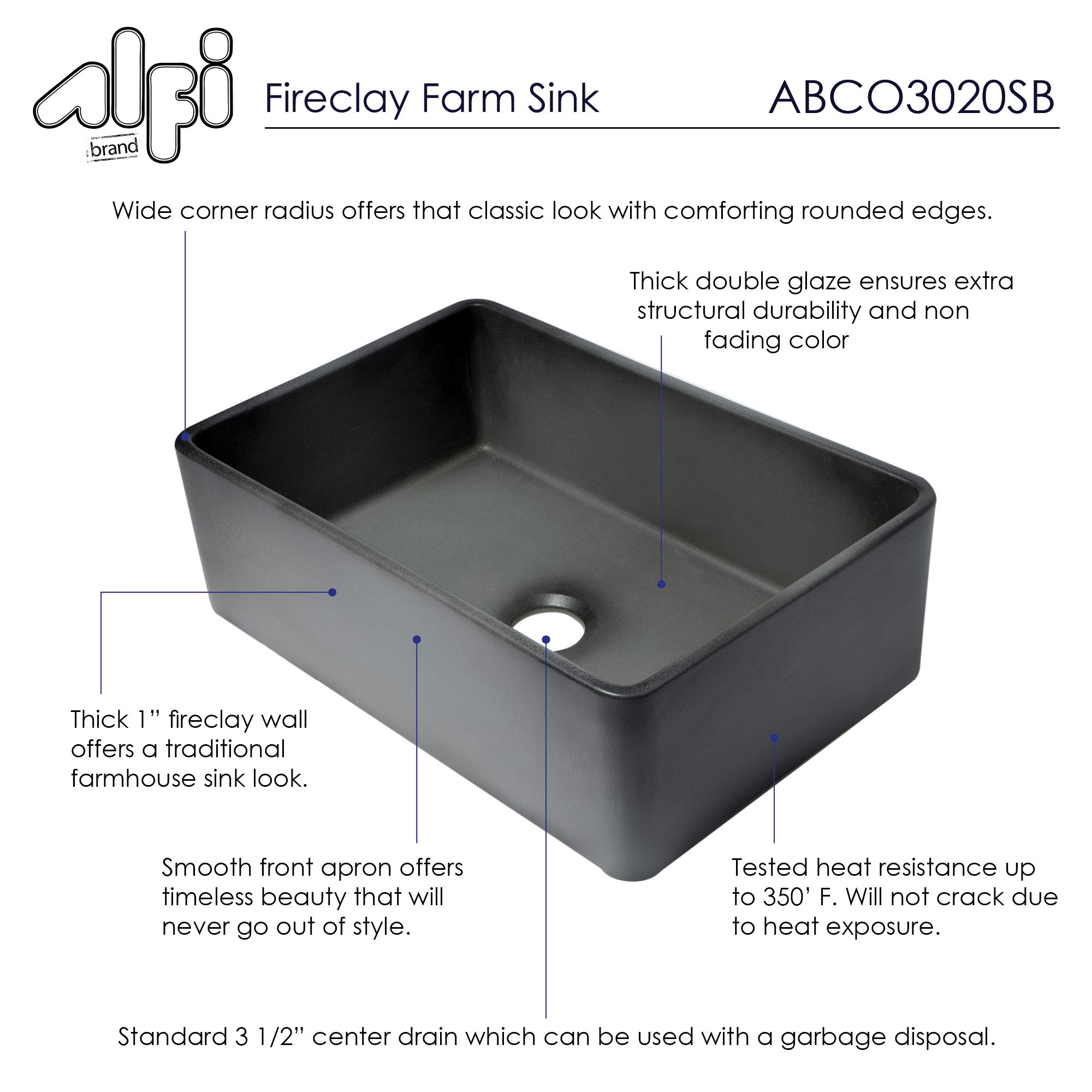 ALFI brand ABCO3020SB Kitchen Sink, Concrete