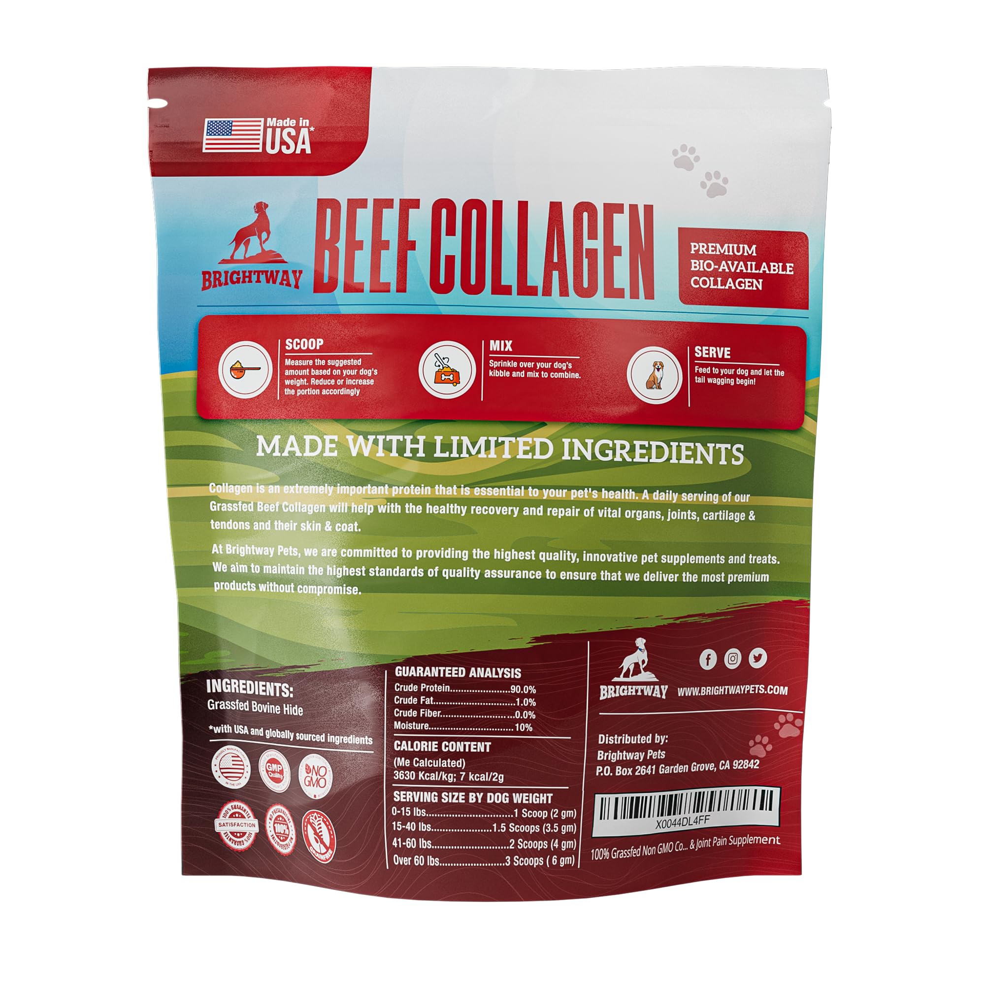 Grass fed Collagen for Dogs - Supports Health Skin & Coat, Hip, Joint Care & Cartilage Support + Skin Health and Mobility, 100% All Natural Collagen