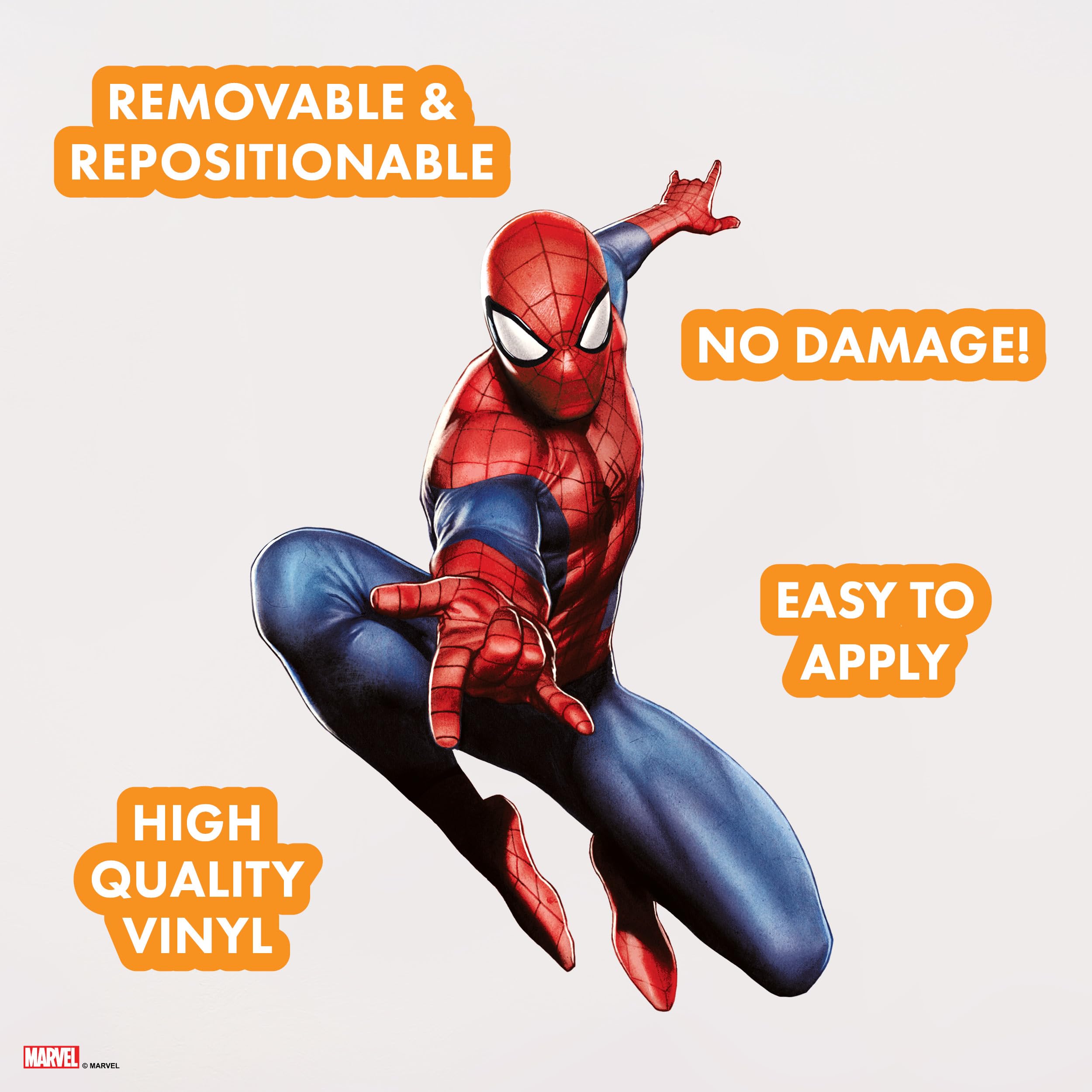 Wall Palz Marvel Spider-Man Peel and Stick Wall Decals - 30" Spider-Man Wall Decor with 3D Augmented Reality Interaction Marvel Decals for Wall