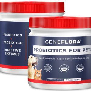 ActivHealth Digestive Enzymes and Probiotic for Pets (Dogs, Cats, Rabbits and More, 125 mg, 120 servings) by Geneflora for Pets Pack of 2