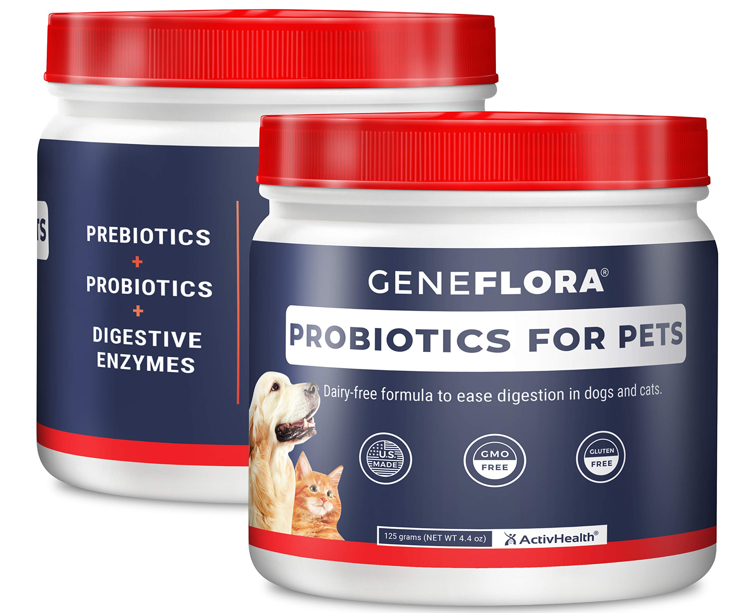 ActivHealth Digestive Enzymes and Probiotic for Pets (Dogs, Cats, Rabbits and More, 125 mg, 120 servings) by Geneflora for Pets Pack of 2