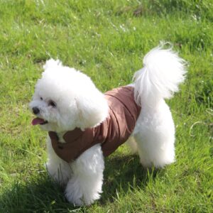 JoyDaog 2 Layers Fleece Lined Warm Dog Jacket for Puppy Winter Cold Weather,Soft Windproof Small Dog Coat,Brown M