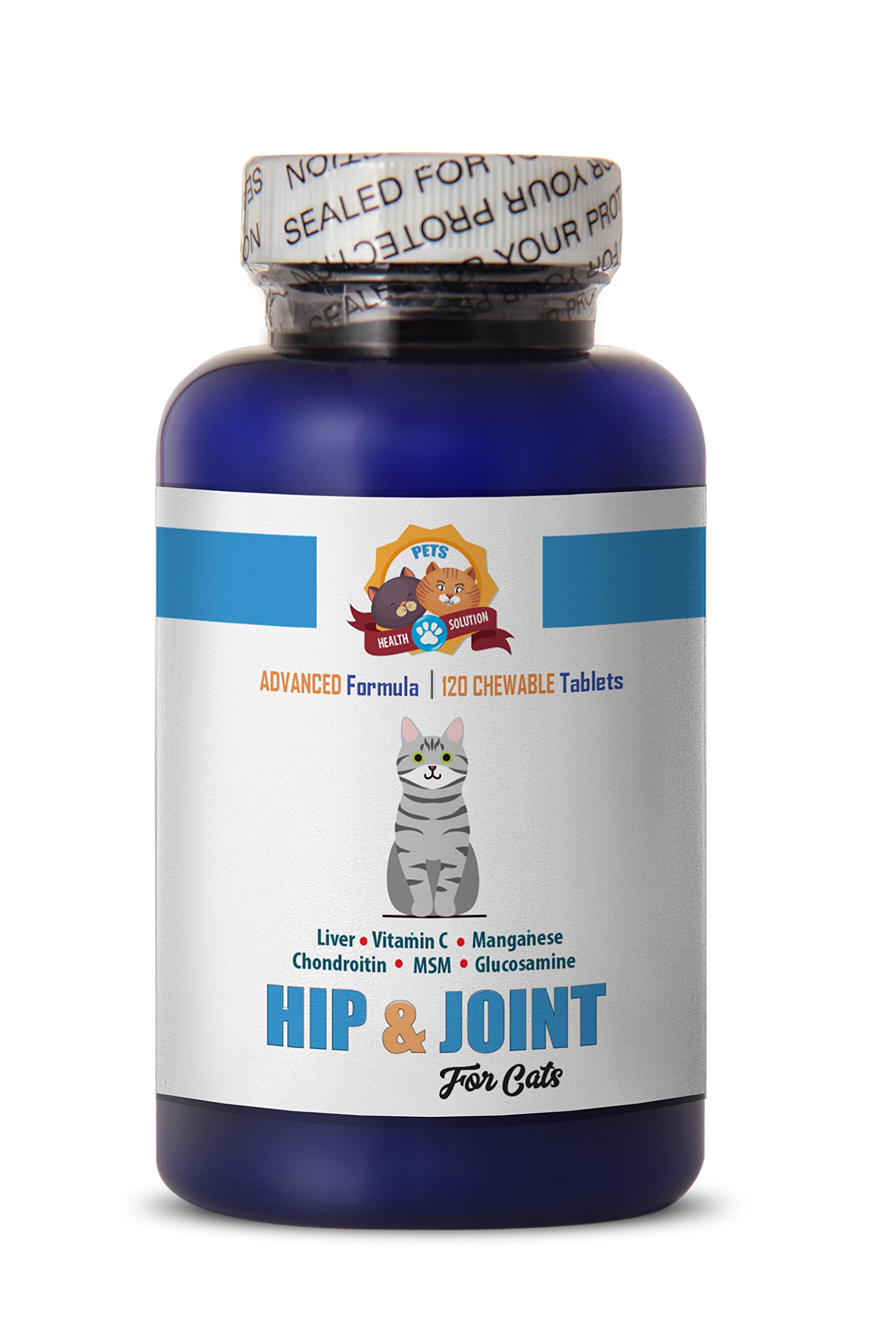 PETS HEALTH SOLUTION cat Joint Pain Relief - Hip and Joint for Cats - Premium Formula - Treats - cat Liver Support - 120 Chews (1 Bottle)